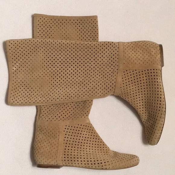 Guess by Marciano | Shoes | Guess By Marciano Tan Suede Laser Cut Boots ...